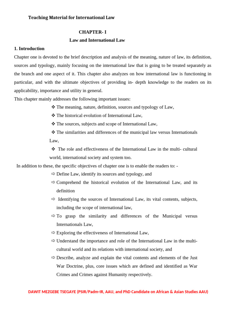 Chapter 1 International Law (2) | PDF | Treaty | Jurisprudence