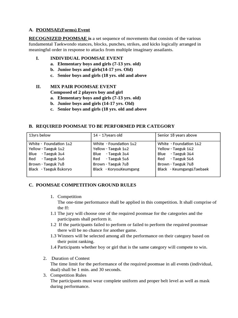 Poomsae-Ground-rules-and-masterlist-nov.14 | PDF
