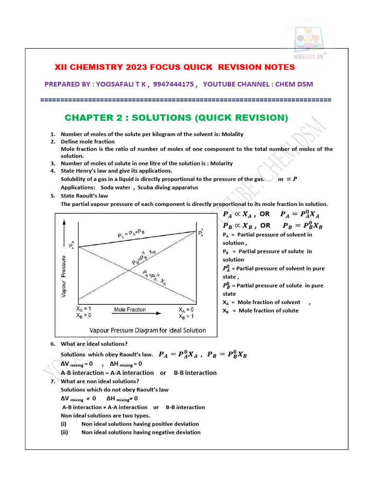Hsslive Xii Chem Quick Notes Eng Yousaf | PDF | Coordination Complex ...