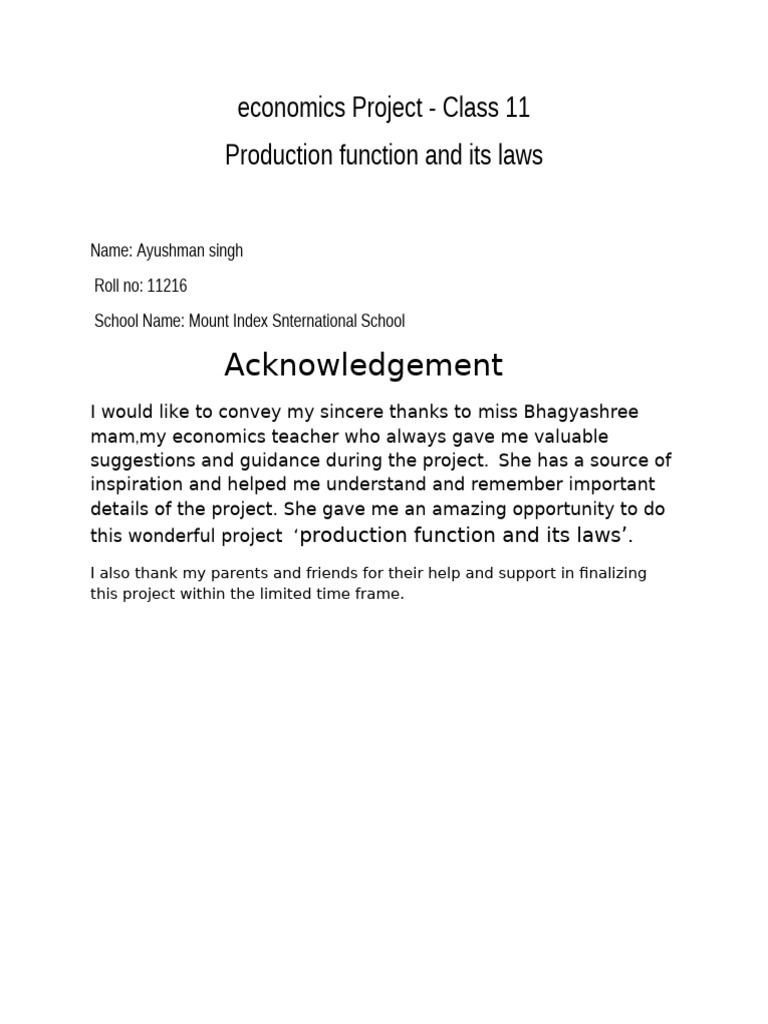 Acknoledgement Economics | PDF