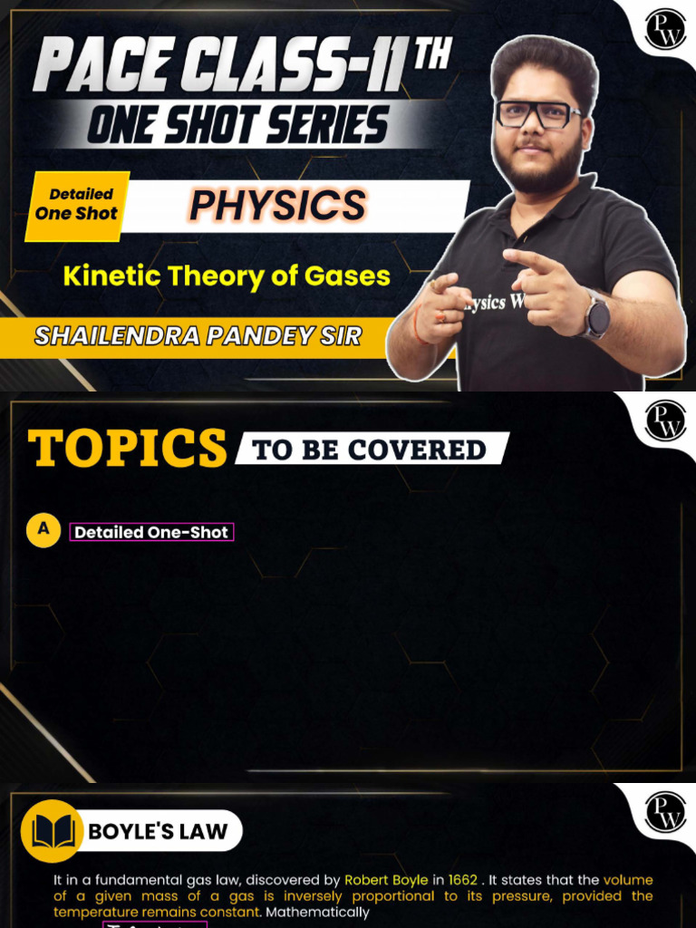 Kinetic Theory - Class Notes - Pace Class - 11th One Shot Series | PDF