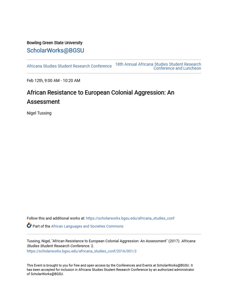 African Resistance To European Colonial Aggression An Assessment ...