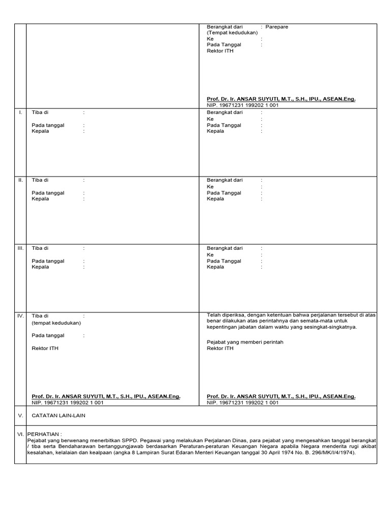 Ith - Format Sppd 2021_rektor | PDF