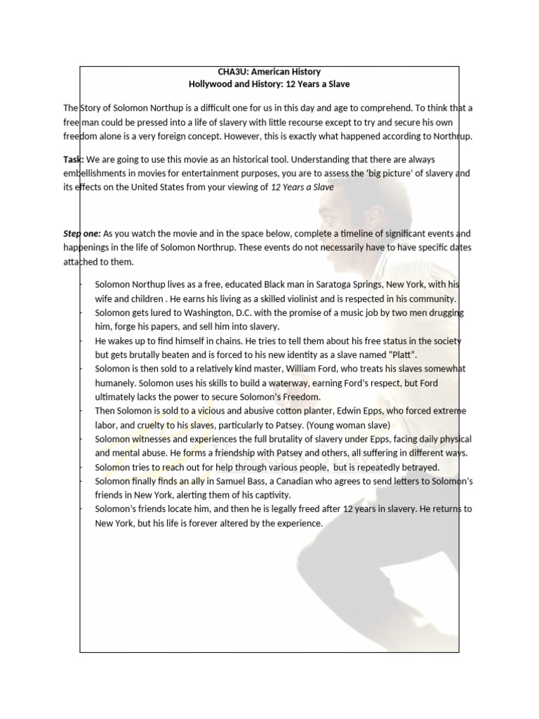 12 Years a Slave- Critical Questions | PDF | Solomon Northup | Slavery