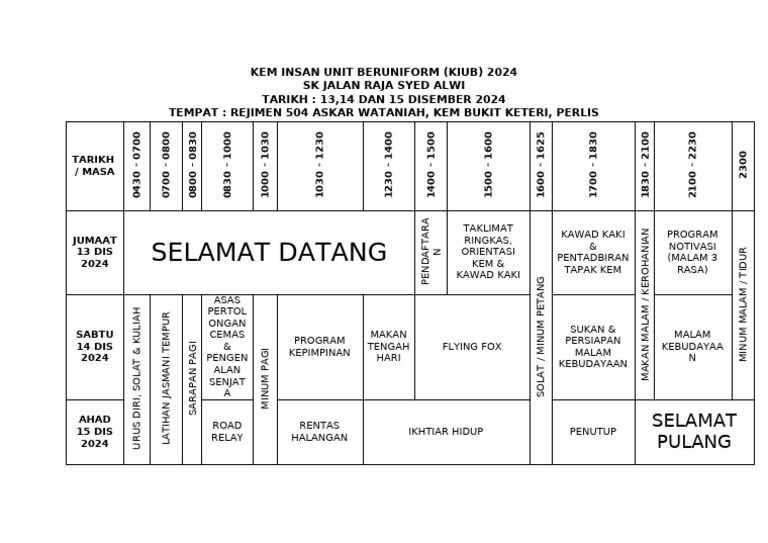 JADUAL PROGRAM | PDF