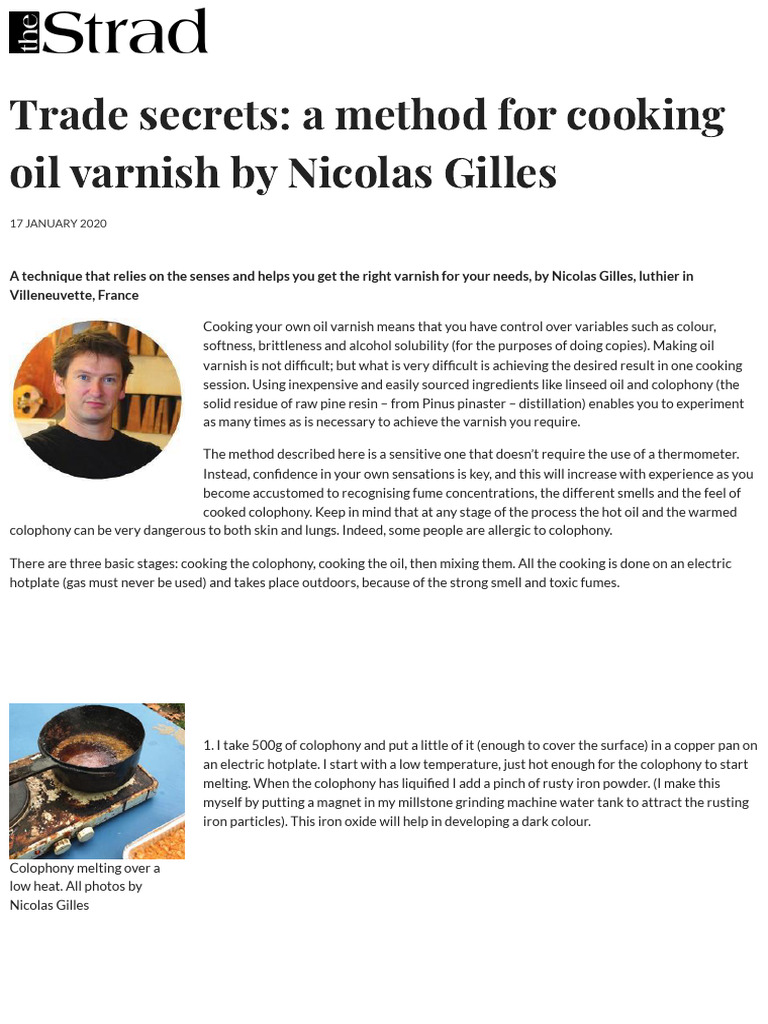 Trade Secrets - A Method For Cooking Oil Varnish by Nicolas Gilles ...