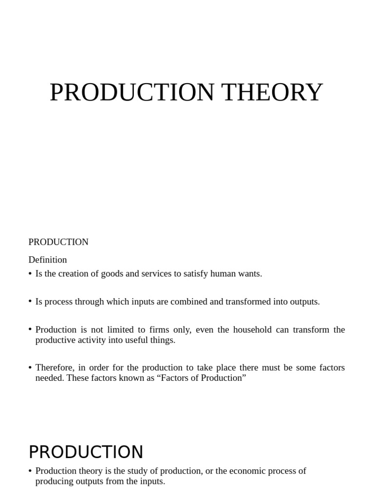 Understanding Production Theory | PDF | Production Function | Factors ...