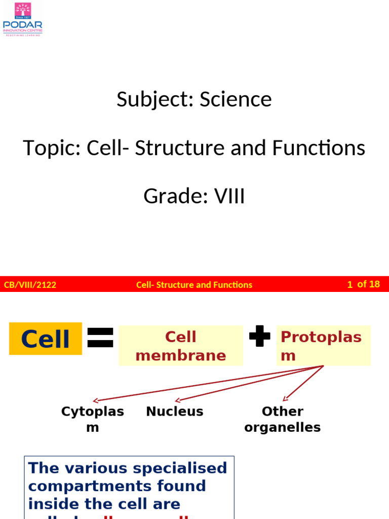 CB - VIII - Sci - Cell Organelles | PDF | Cell (Biology) | Endoplasmic ...