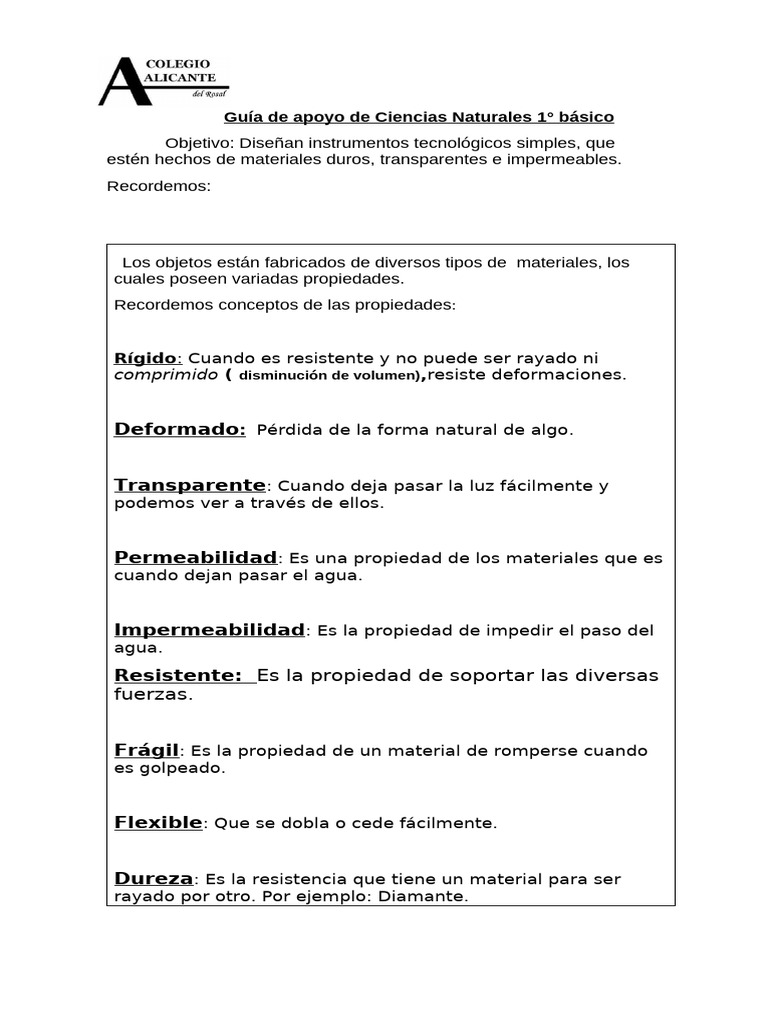 Guía de Apoyo CS, Nat Materiales | PDF