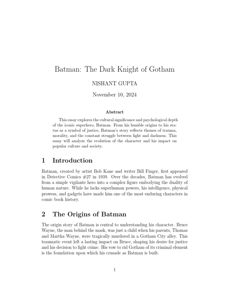Assignment NISHANT GUPTA | PDF | Batman | Dc Comics