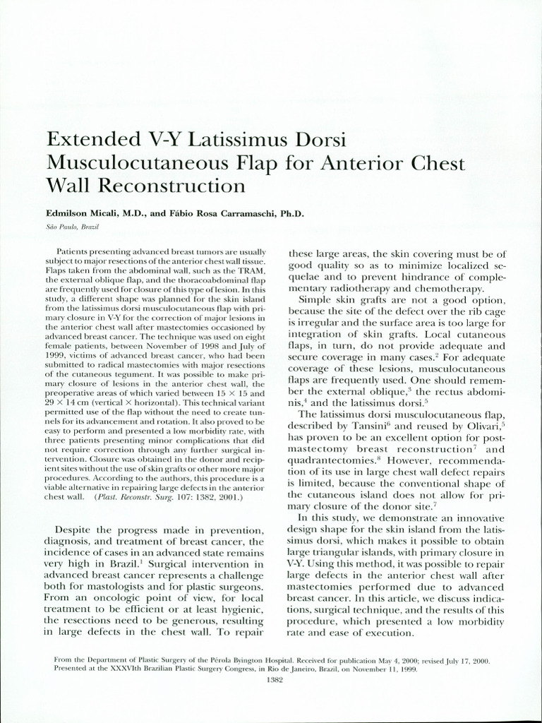 Extended VY Latissimus Dorsi Flap | PDF