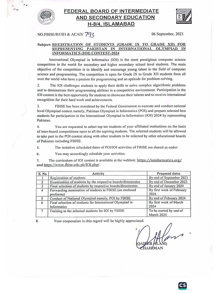 Letter of Registration For IOI (Board) | PDF