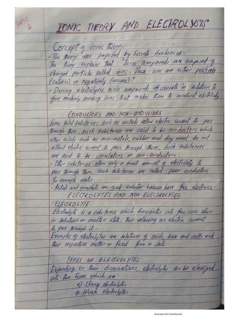 Electrolysis Notes Pdf