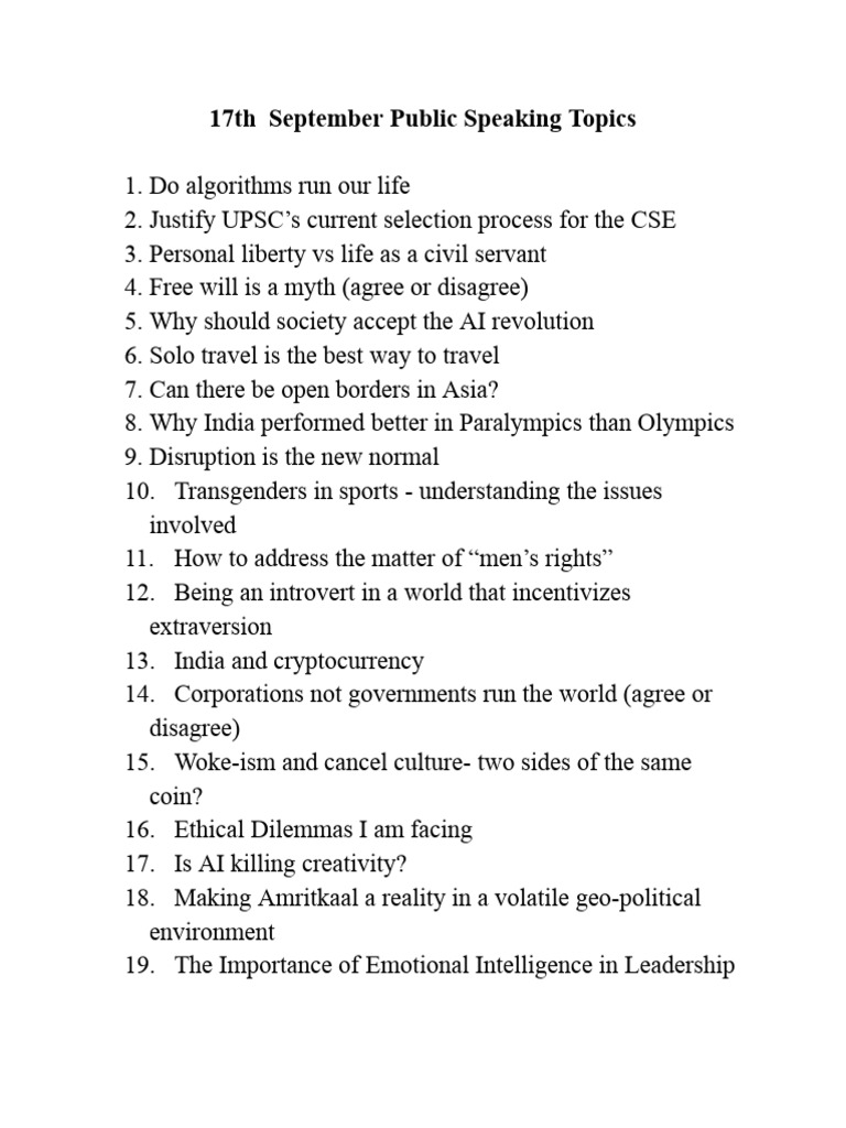 Public Speaking Topics | PDF