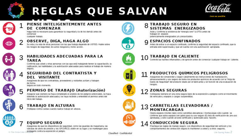 14 Reglas que Salvan Vidas FINAL Español | PDF | Máquina elevadora