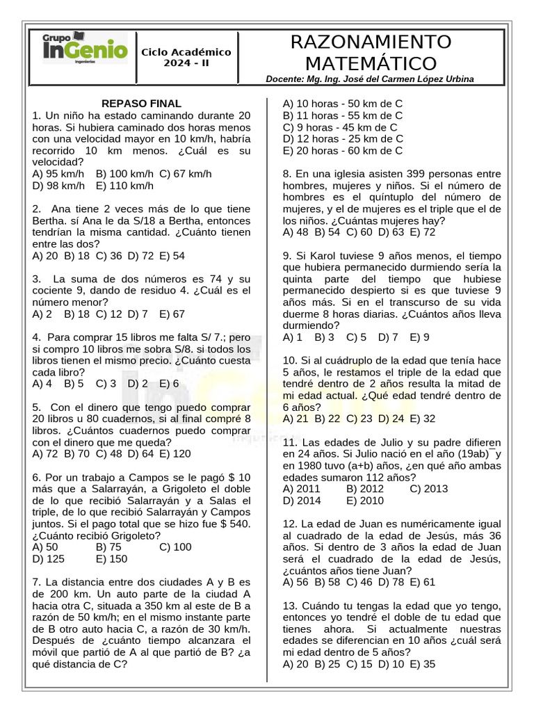 RM - Repaso 2024 II Final | PDF | Unidades de medida