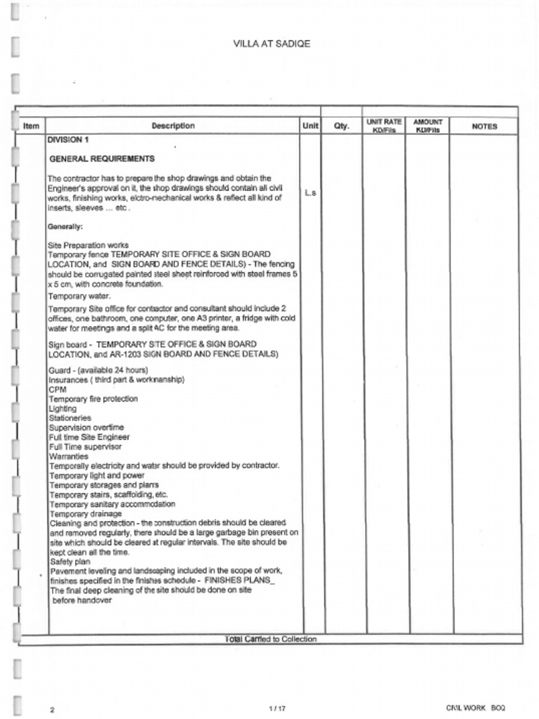 BOQ Villa at Sadiqe - Copy | PDF