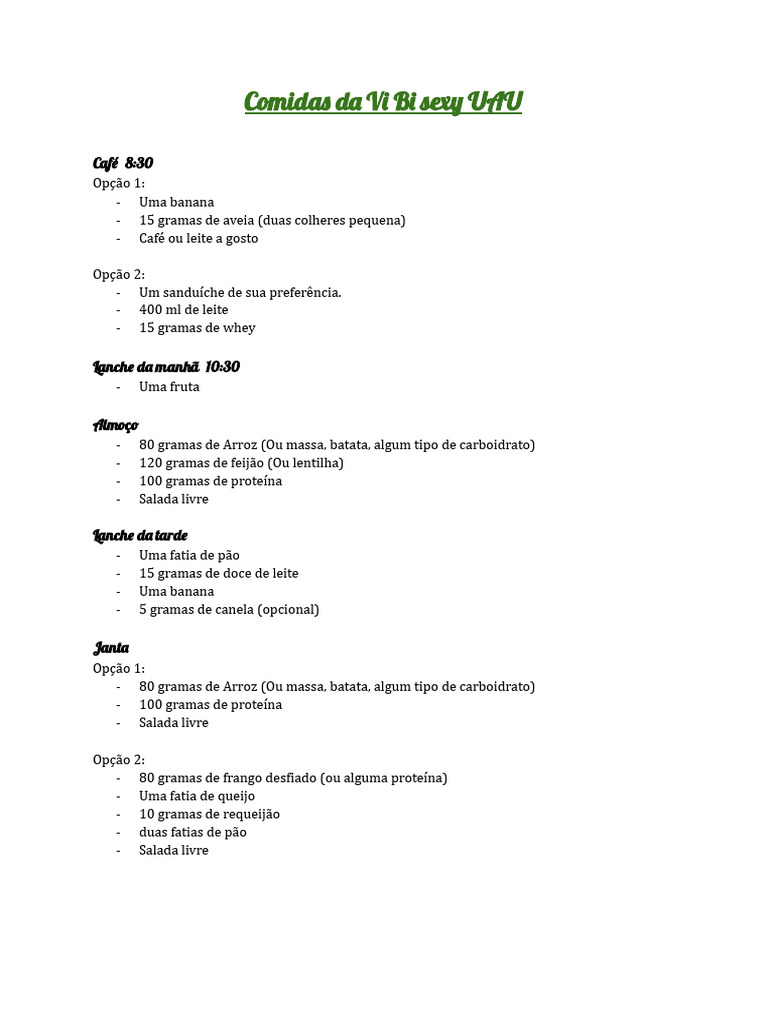 Comidas Da Vi Bi Sexy UAU | PDF