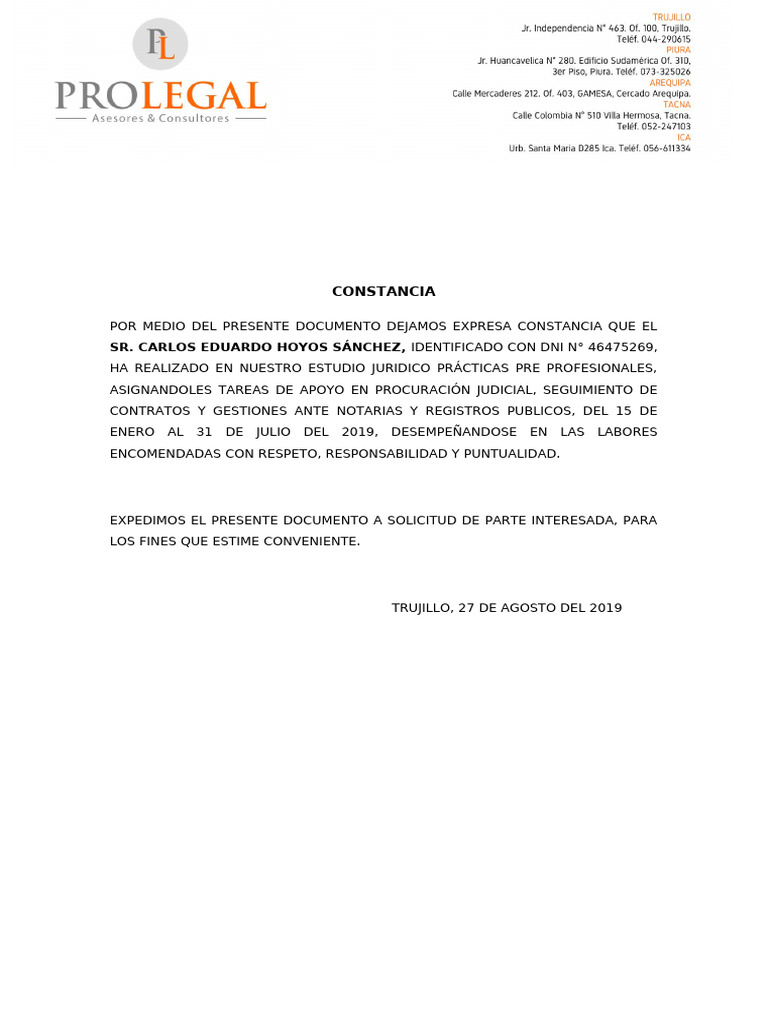 Constancia de Practicas | PDF