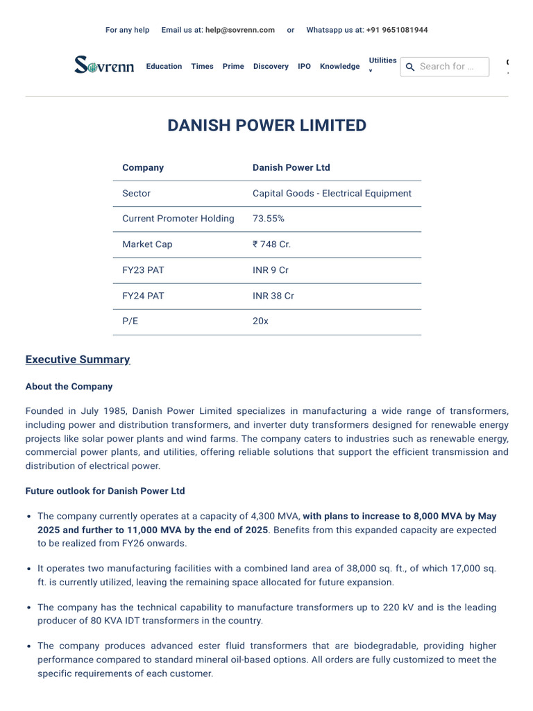 Danish Power Limited | PDF | Transformer | Electric Power Distribution