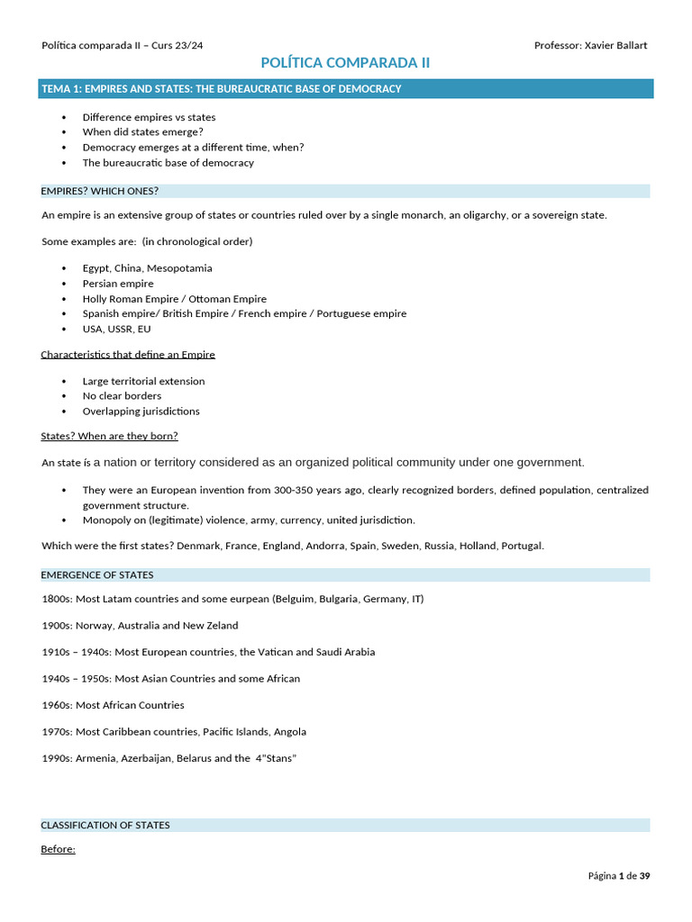 Apunts_Política Comparada II_finals | PDF | Elections | Democracy