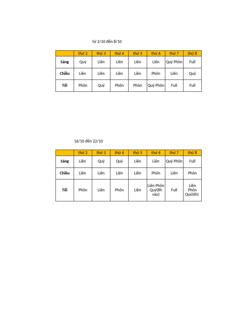 Lịch Pha Chế T10 | PDF