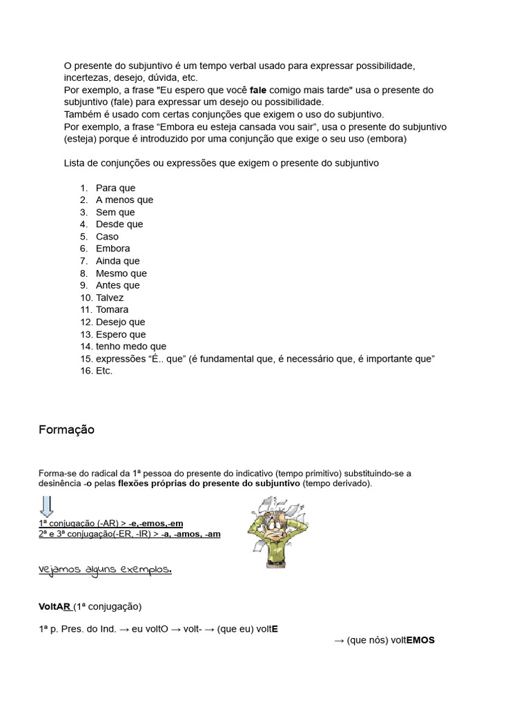 Presente Do Subjuntivo,. Explicacao | PDF | Linguística | Famílias ...