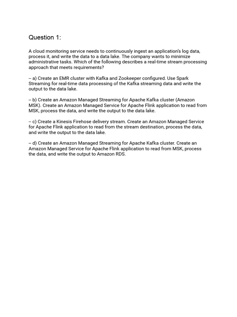 AWS Data Engg Exam MCQ | PDF | Amazon Web Services | Information Technology Management