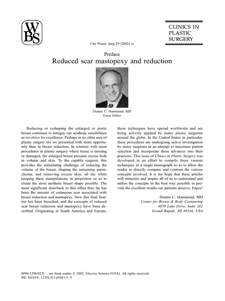 Reduced Scar Mastopexy and Reduction - Cps | PDF | Plastic Surgery ...