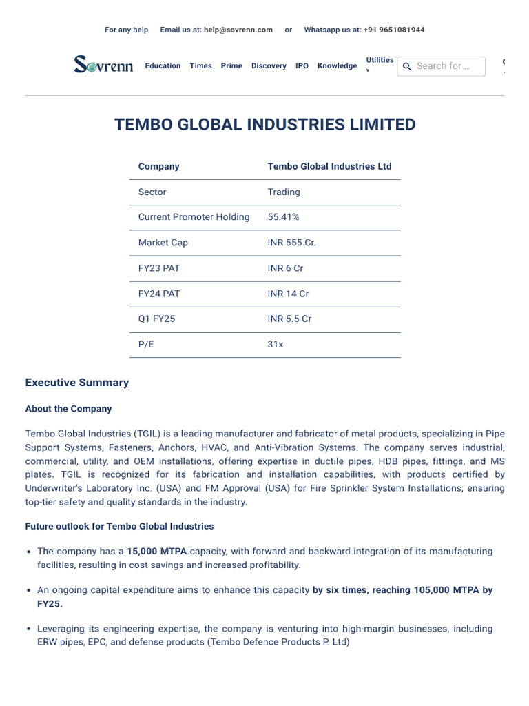 Tembo Global Industries Limited | PDF | Textiles | Pipe (Fluid Conveyance)