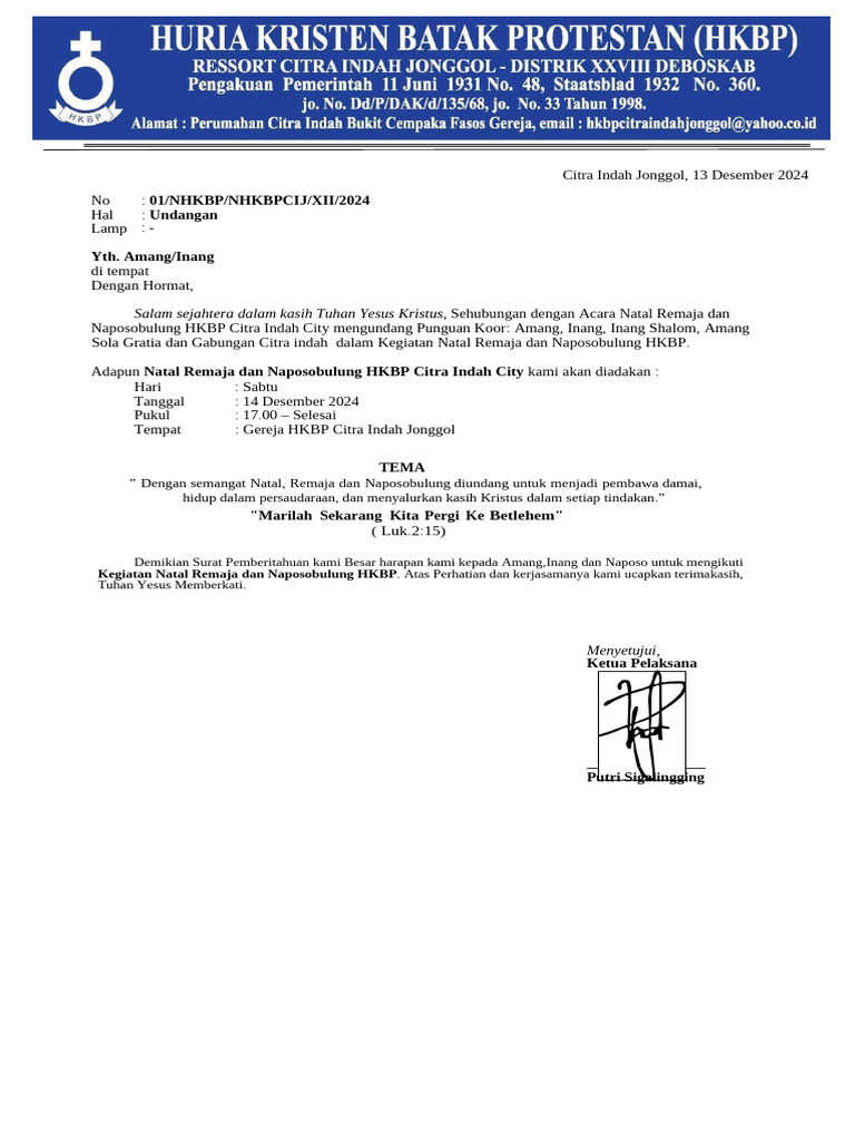 Surat Undangan (HKBP) | PDF