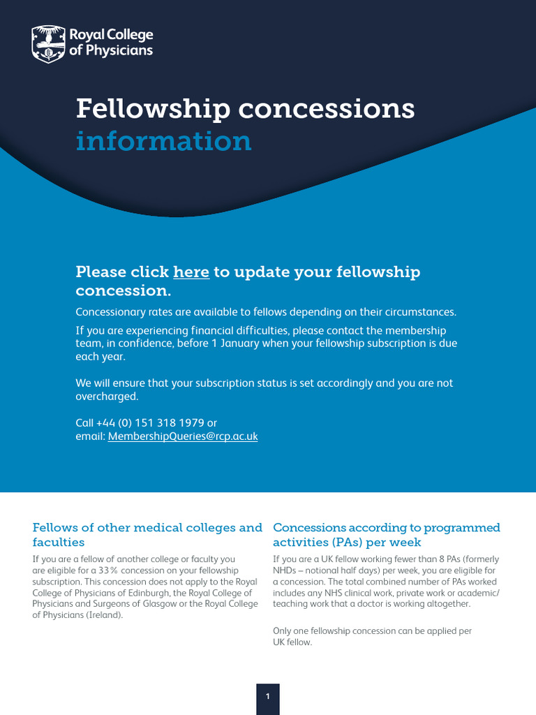 Memb - Fellowship Concessions Information | PDF | Fellow | Economies