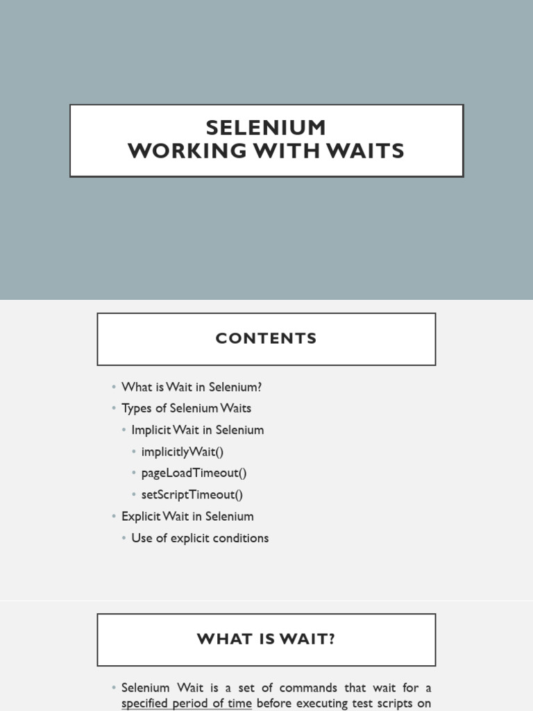 Week 7 Working with waits | PDF | Selenium (Software) | Software ...
