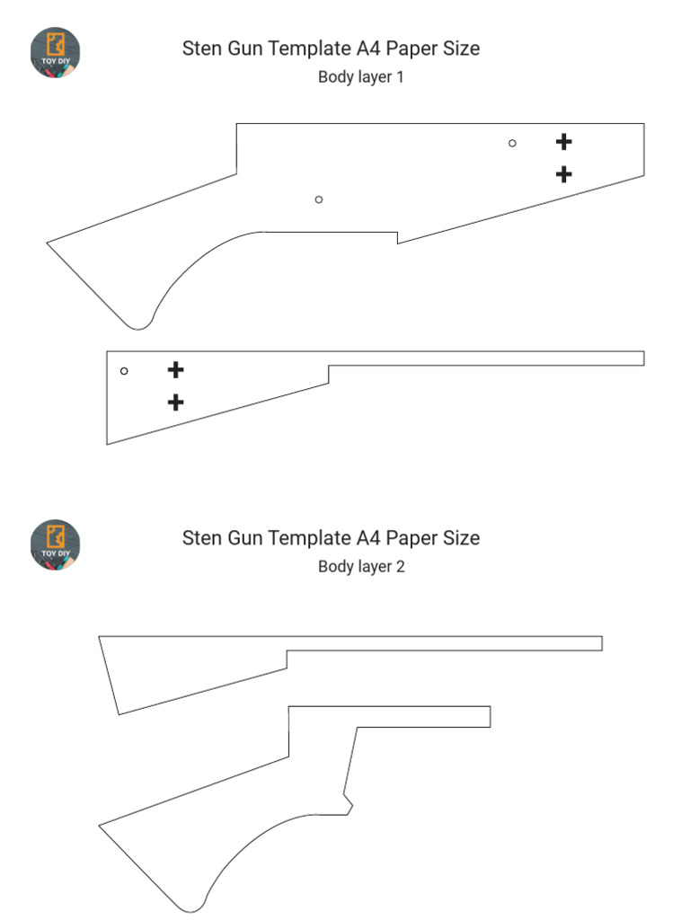 Template-Sten-Gun-A4-Paper-Size-ToyDIY | PDF
