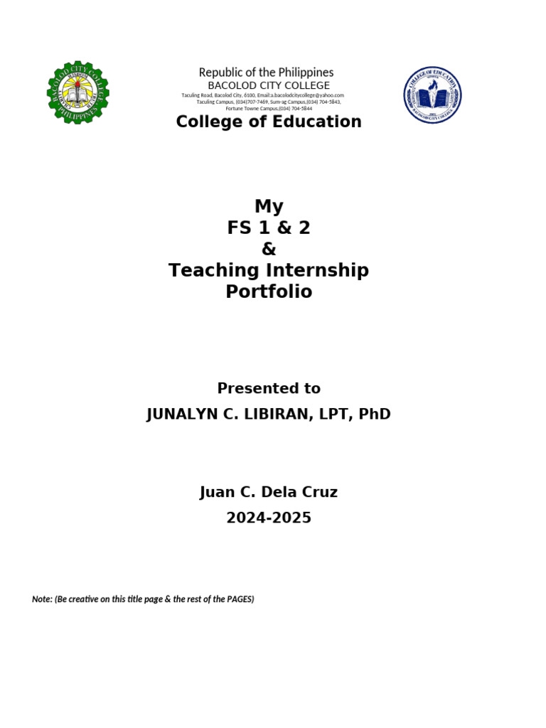 Fs Portfolio Format Final | PDF | Curriculum | Learning