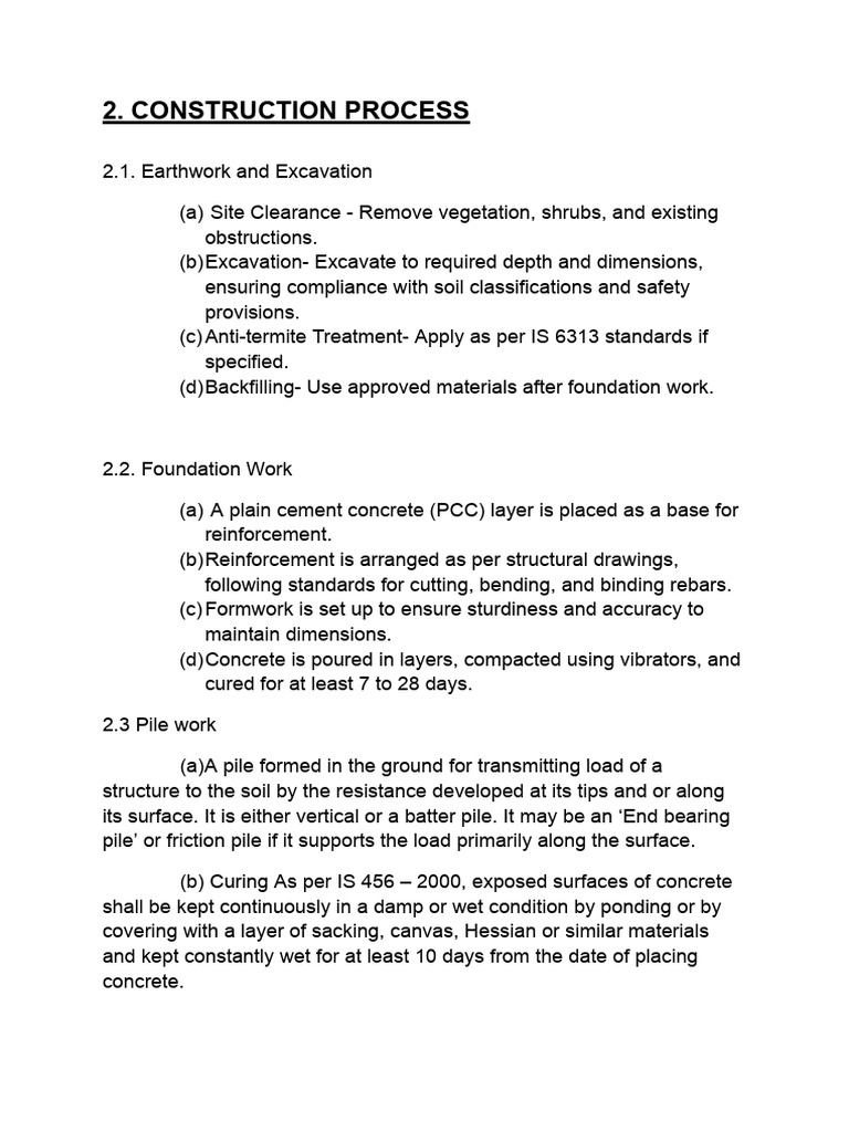 SPECIFICATIONS SEM6 (1) | PDF | Concrete | Deep Foundation