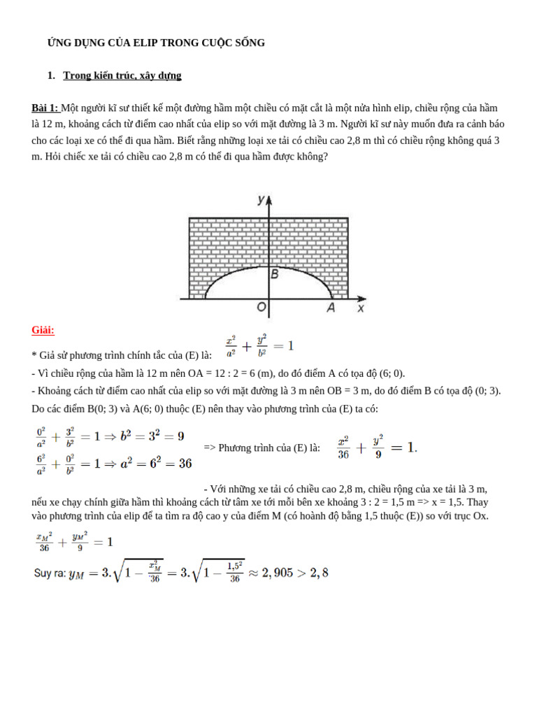 Ứng Dụng Của Elip Trong Cuộc Sống | PDF