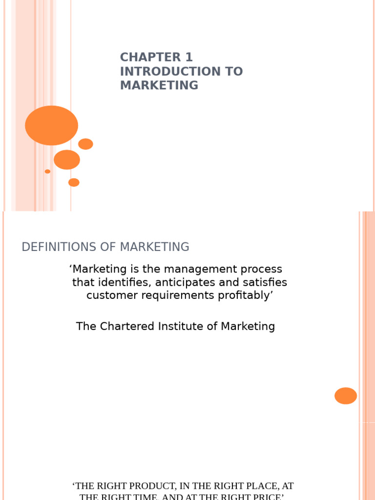 Ch.1 Introduction To Marketing | PDF | Marketing | Customer