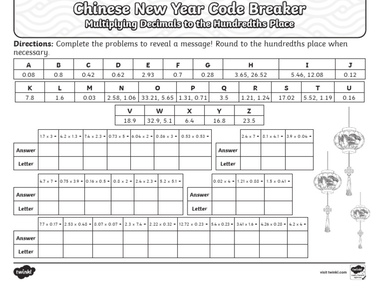 BW Fifth Grade Chinese New Year Code Breaker | PDF