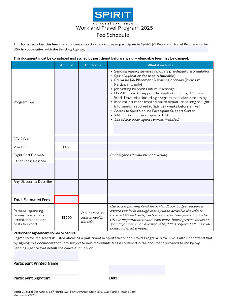 Spirit Work and Travel Fee Schedule | PDF | Fee