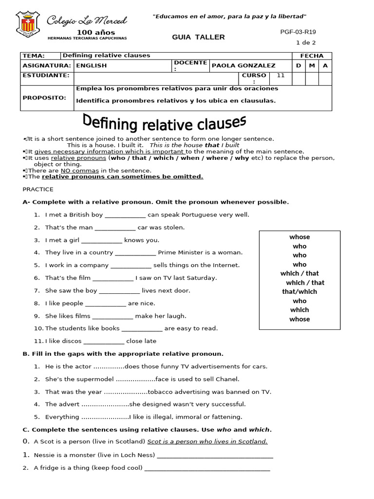 English Relative Clauses Guide | PDF | Linguistics