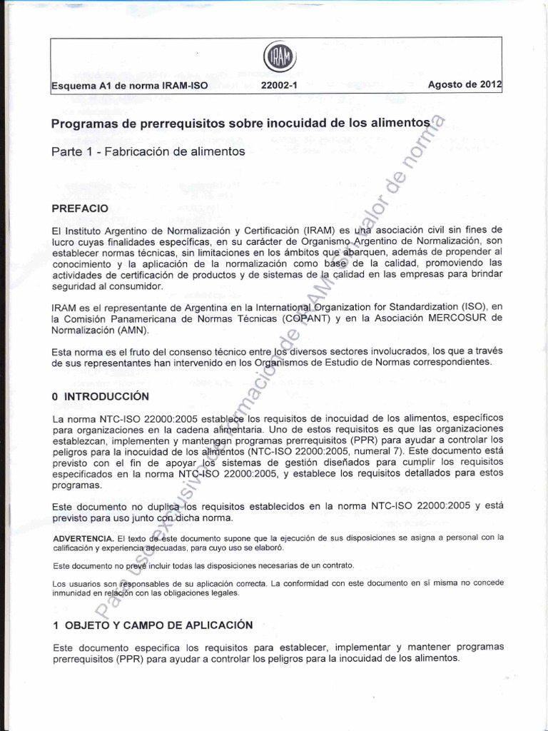 ISO-TS 22002-1 Esp | PDF