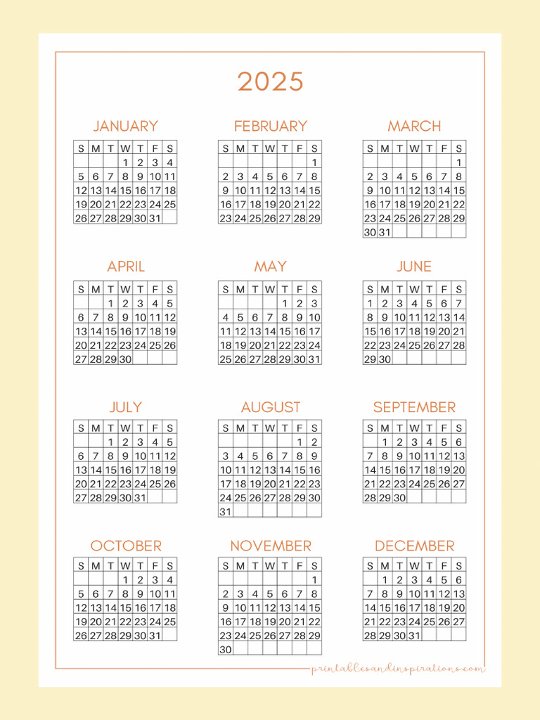 Yellow 2025 Calendar | PDF
