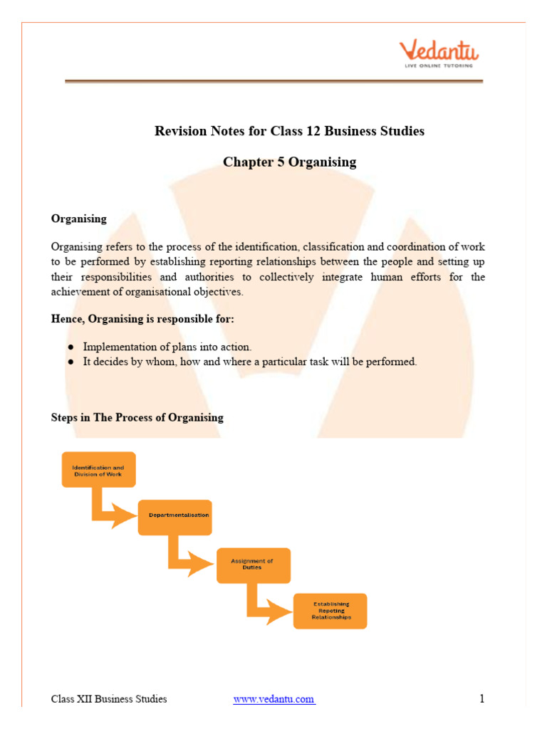 Cbse Class 12 Business Studies Notes Chapter 5 | PDF | Organizational ...