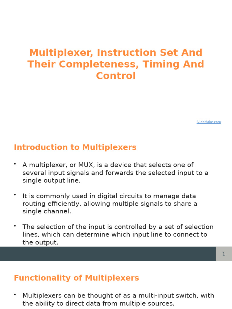 Multiplexer, Instruction Set and Their Completeness, Timing and Control 2 | PDF | Input/Output ...