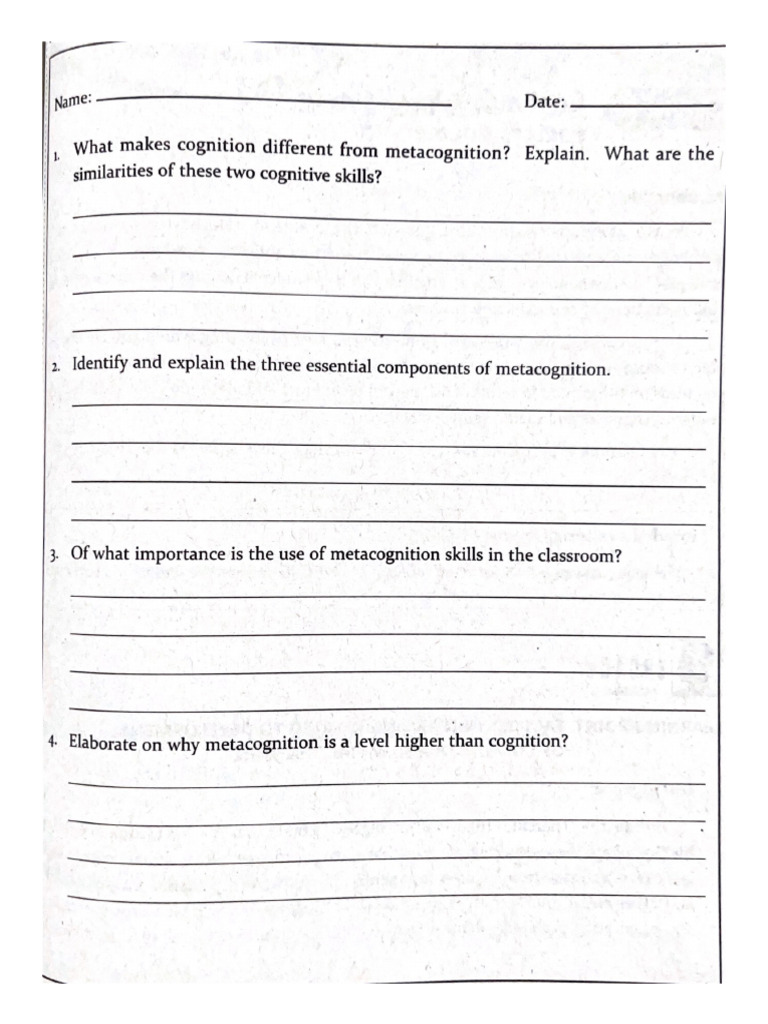 What Makes Cognition Different From Metacognition Explain. What Are The ...