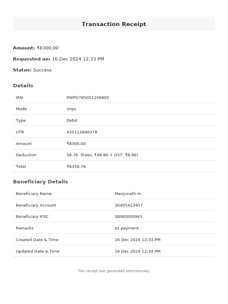 Payout Receipt | PDF