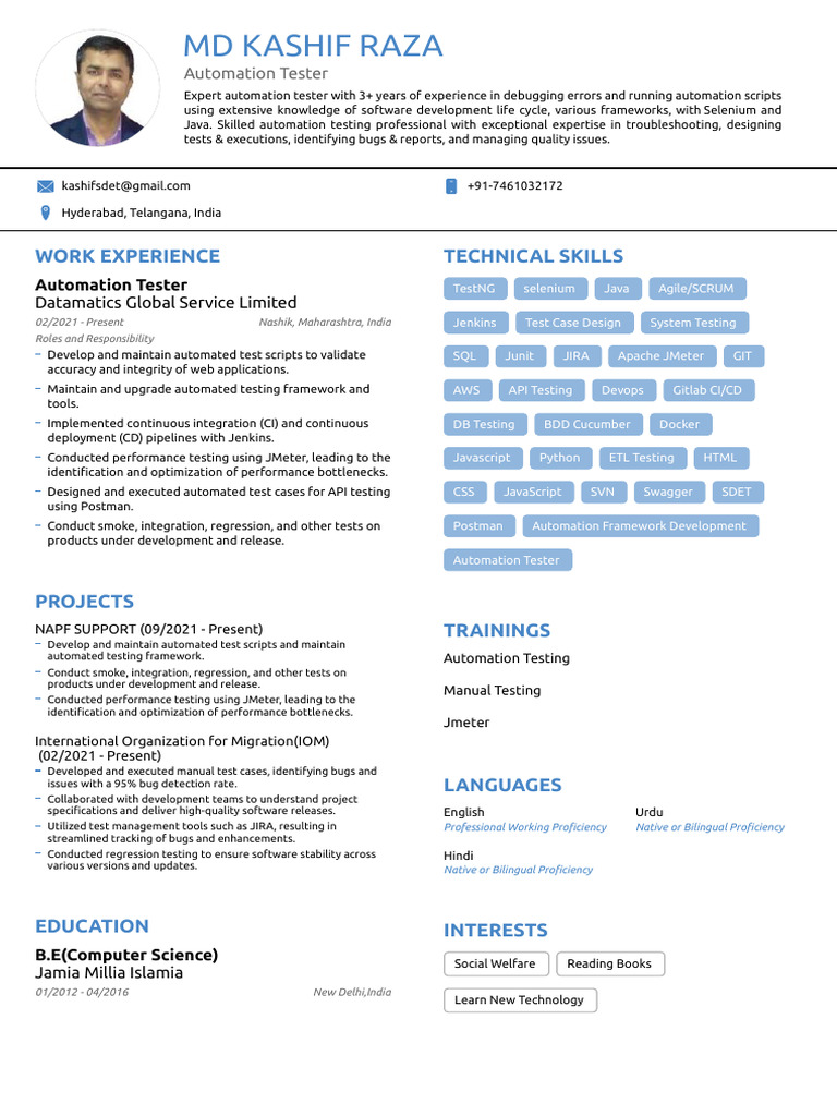 Kashif Automation CV | PDF | Selenium (Software) | Software Bug