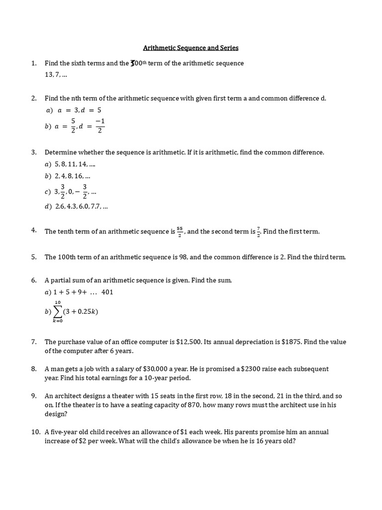 Arithmetic Sequences & Series Guide | PDF