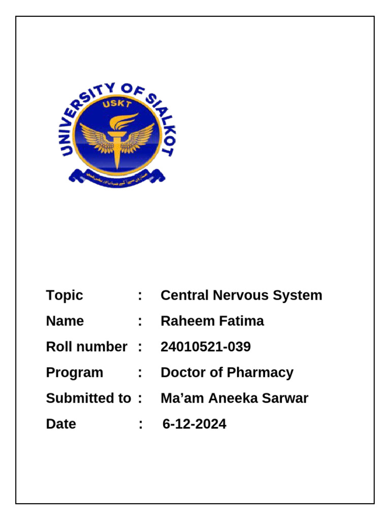 Assignment 1 (1) | PDF | Central Nervous System | Neuron